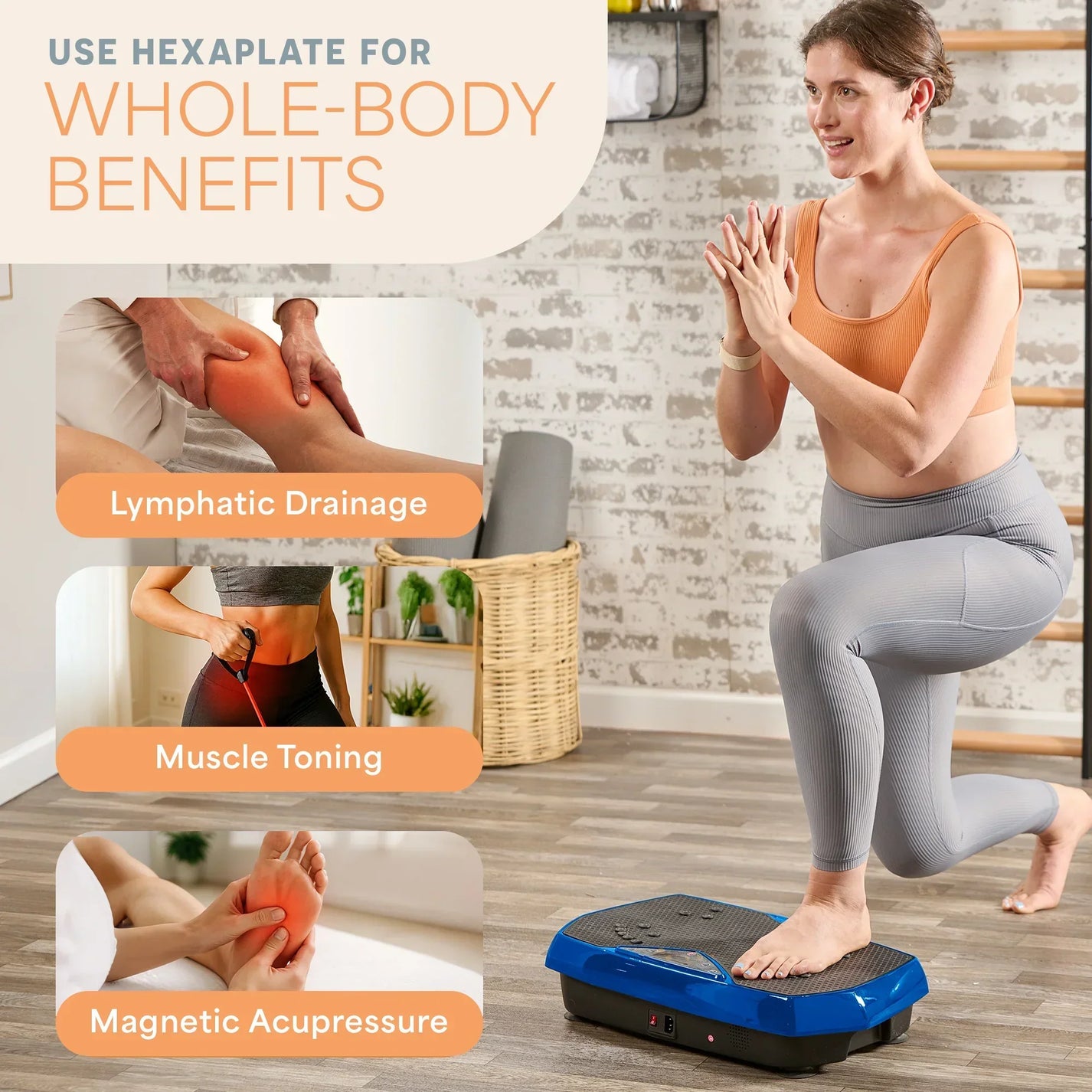 HexaPlate Vibration Plate: 120 Speeds, Magnetic Acupoint – Lifepro