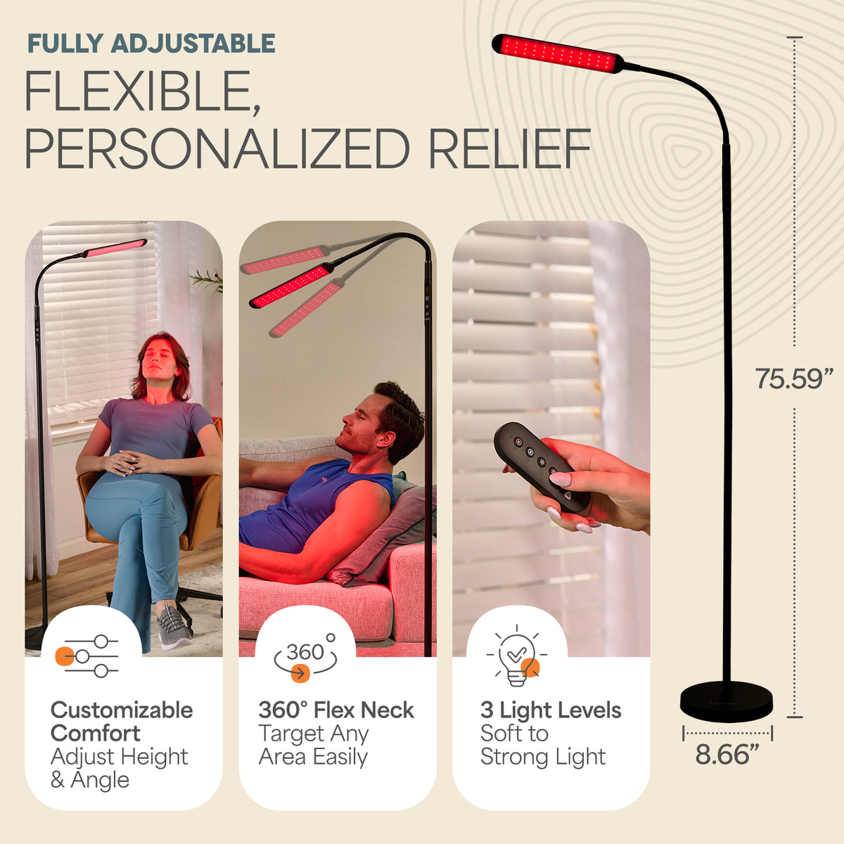 LumaGlow Red Light Therapy Floor Lamp | Skin & Muscle | Lifepro
