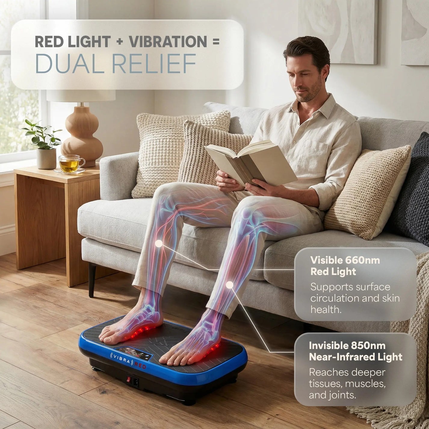 VibraRed Vibration Plate with Red Light Therapy | Lifepro