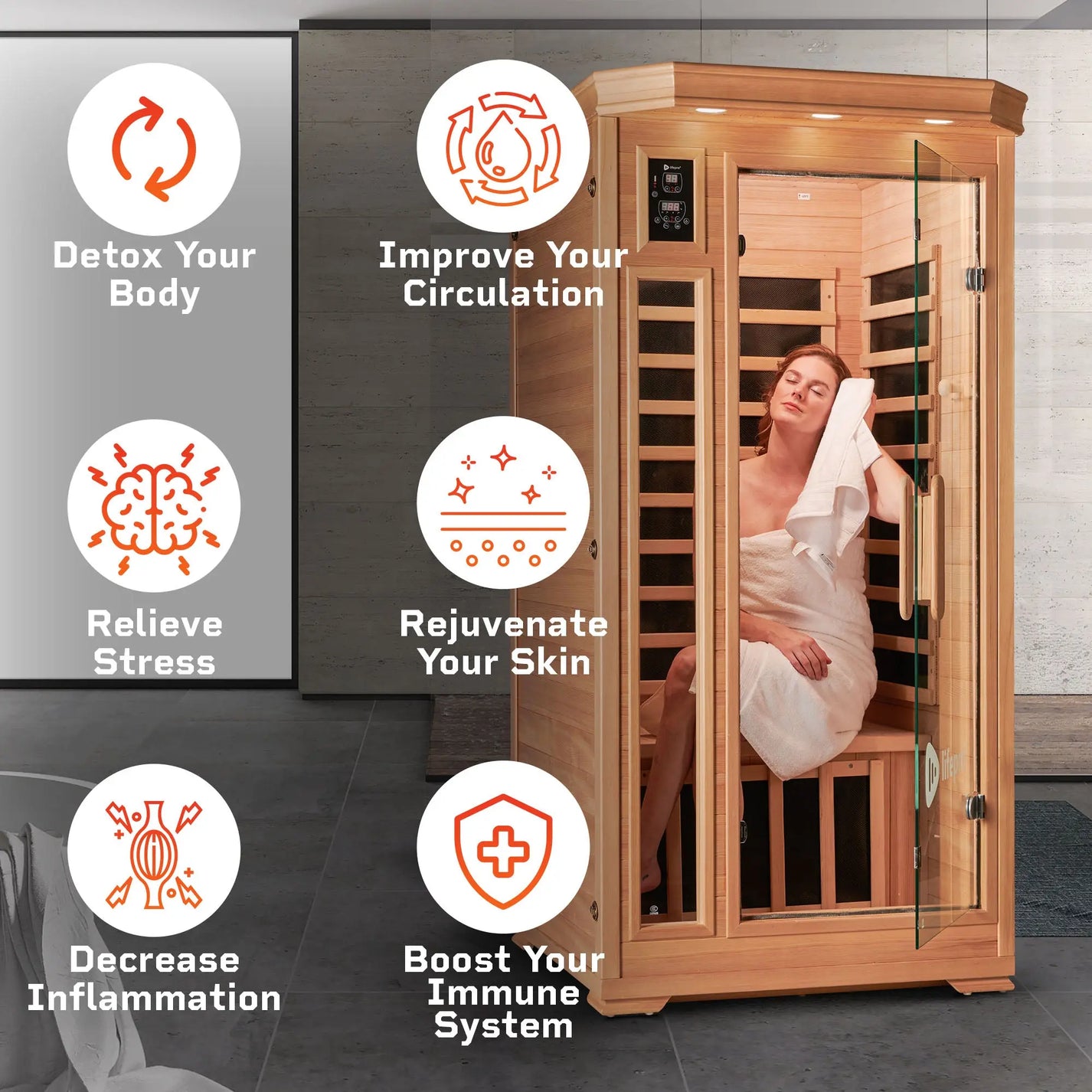 Rejuvacure Far Infrared One-Person Sauna | Lifepro