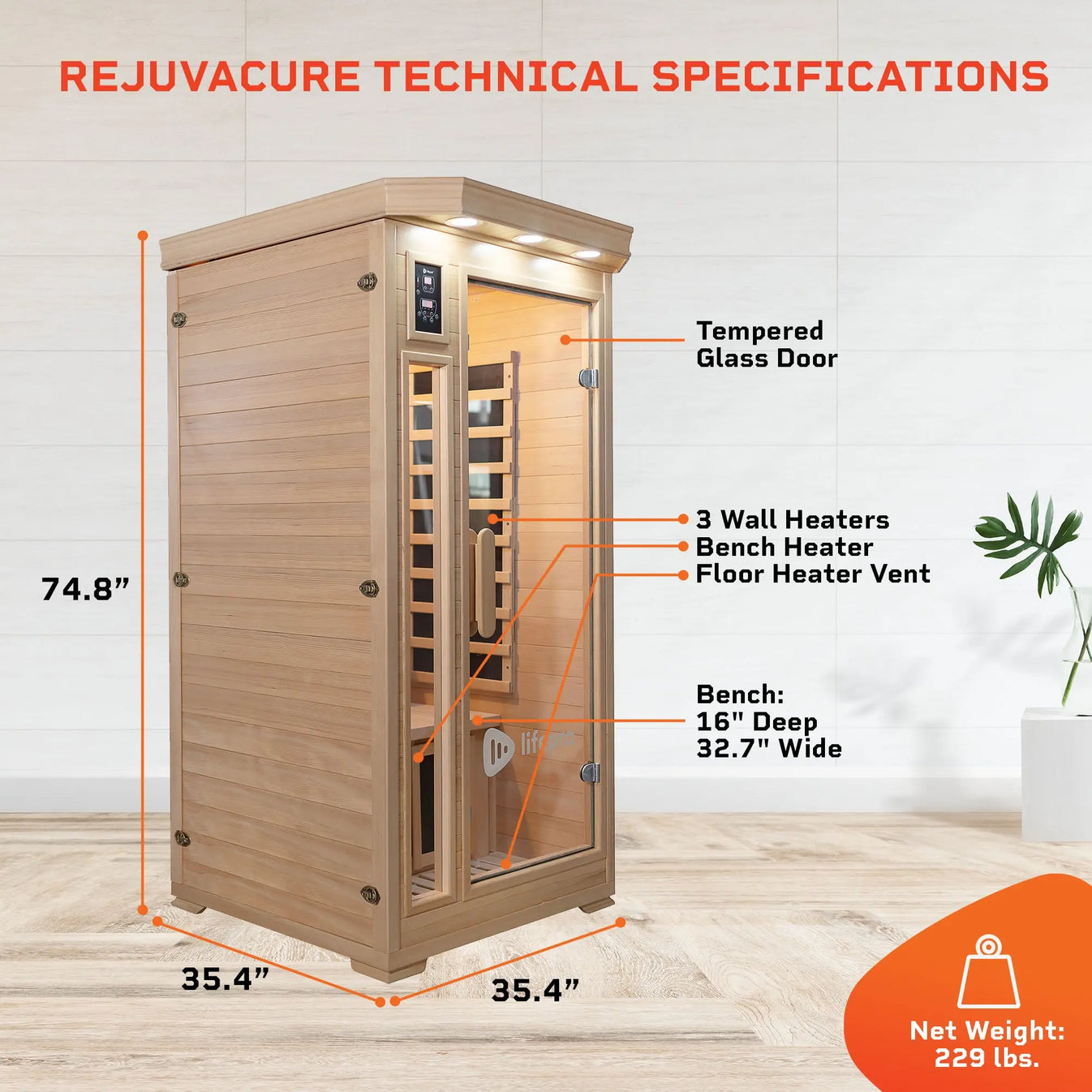 Rejuvacure Far Infrared One-Person Sauna | Lifepro